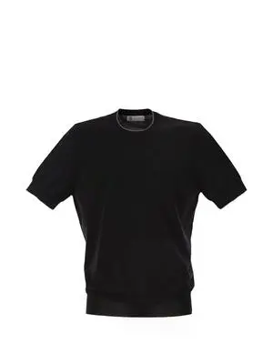Brunello Cucinelli Crew-neck Ribbed Short-sleeve T-shirt - Black