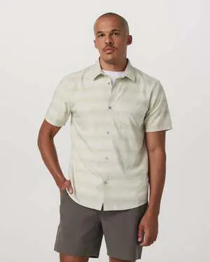 Vuori Short Seeve Paid Button Down Shirt - Sandalwood