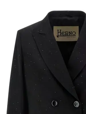Herno Sequin-appliqué Double-breasted Blazer - Black