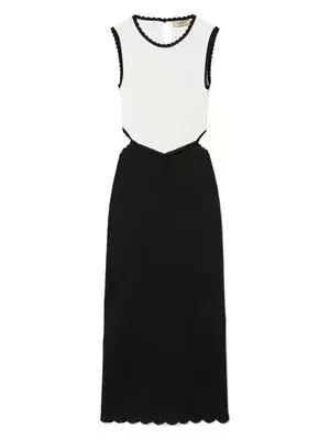 TWINSET Scalloped-edge Two-tone Midi Dress - Black