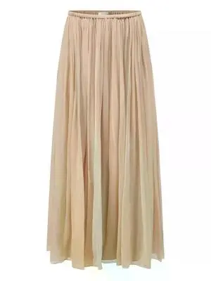 INTO THE EAST Pleated Silk Skirt - Neutrals