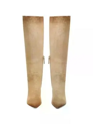 Santoni Pointed-toe Suede Boots - Neutrals