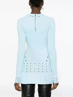 Off-White Eyelet-embellished Fitted Minidress - Blue