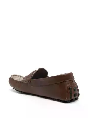 Gucci Interlocking G Leather Loafers - Brown