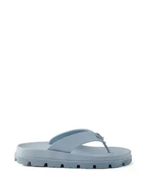 Prada Rubber Thong Sandals With Enamelled Triangle Logo - Blue