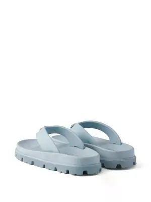 Prada Rubber Thong Sandals With Enamelled Triangle Logo - Blue