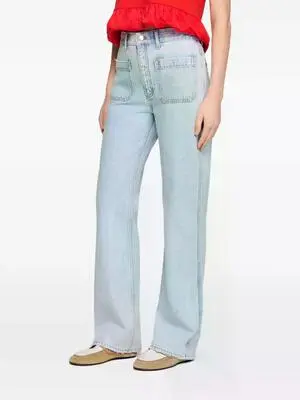 Sandro High-waist Straight-leg Jeans With Patch Pockets - Blue