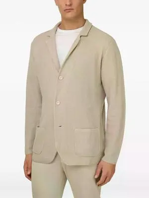 Boggi Milano Single-breasted Knitted Jacket In Mercerised Cotton