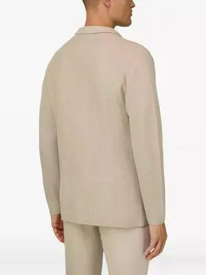 Boggi Milano Single-breasted Knitted Jacket In Mercerised Cotton