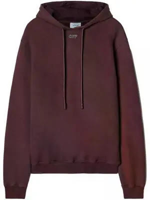 Off-White Cotton Hoodie With Signature Arrows Motif - Red