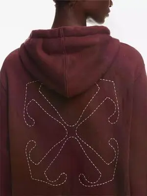 Off-White Cotton Hoodie With Signature Arrows Motif - Red