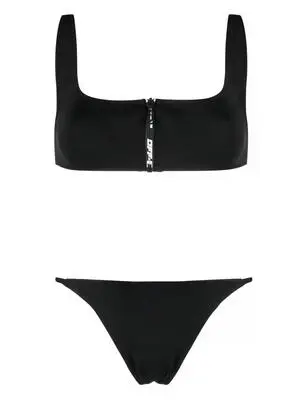 Off-White Zipped Logo-print Bikini - Black
