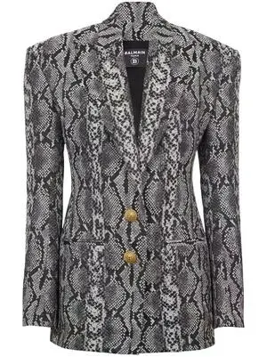 Balmain Snakeskin-print Two-button Blazer