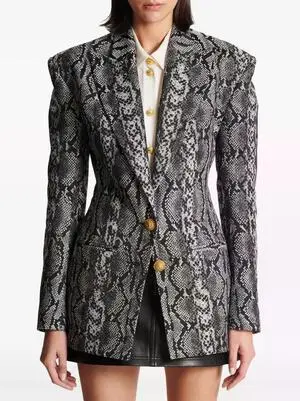 Balmain Snakeskin-print Two-button Blazer