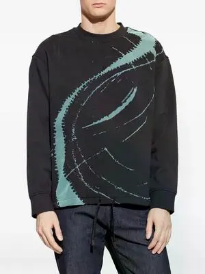 Emporio Armani Graphic-print Drawstring Sweatshirt - Black
