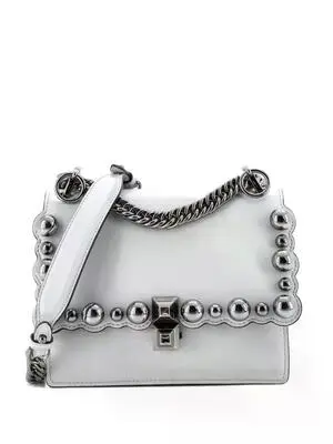 Fendi Kan I Studded Leather Small Shoulder Bag - Grey