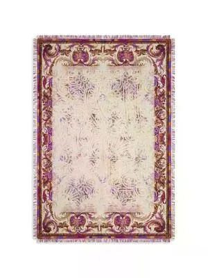 PIERRE-LOUIS MASCIA Aloeuw Baroque-patterned Fringed Silk Scarf - Neutrals