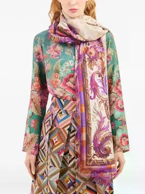 PIERRE-LOUIS MASCIA Aloeuw Baroque-patterned Fringed Silk Scarf