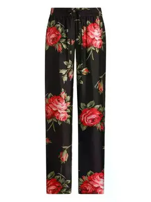 Dolce & Gabbana Floral Print Trousers - Black