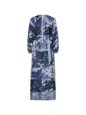 PIERRE-LOUIS MASCIA Aloe Toile-de-jouy-pattern Midi Dress - Blue