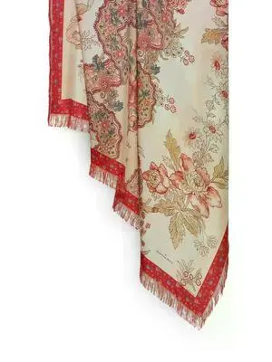 PIERRE-LOUIS MASCIA Aloeuw Fringed Floral Silk Scarf - Neutrals