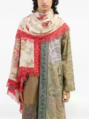 PIERRE-LOUIS MASCIA Aloeuw Fringed Floral Silk Scarf - Neutrals
