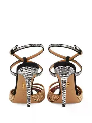 FERRAGAMO 90mm Crystal-embellished Caged Sandals - Black