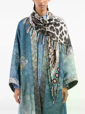PIERRE-LOUIS MASCIA Aloeuw Geometric Animal-print Fringed Scarf - Neutrals