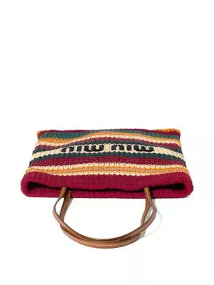Miu Miu Raffia-effect Woven Tote Bag - Red