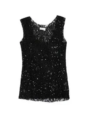 P.a.r.o.s.h Sequin-embellished Sleeveless Top - Black