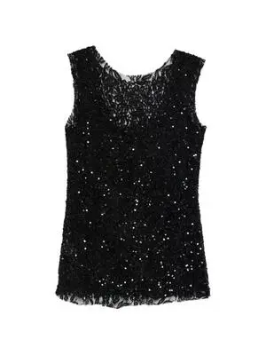 P.a.r.o.s.h Sequin-embellished Sleeveless Top - Black