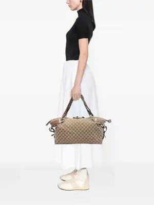 Gucci Gg Canvas Bamboo Bar Tote Bag