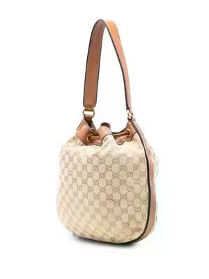 Gucci Gg Canvas Web Rania Drawstring Hobo Bag