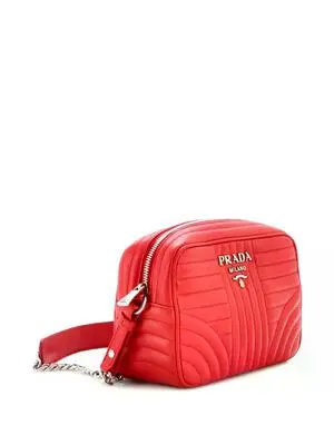 Prada Diagramme Quilted Leather Camera Bag - Red