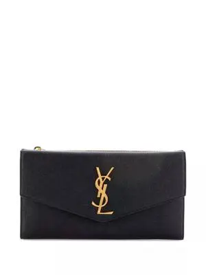 Saint Laurent Uptown Flap Wallet Leather Long Small Wallets - Black