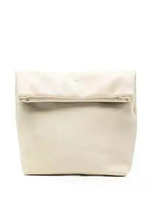 CORTANA Fold-over Leather Clutch - Neutrals
