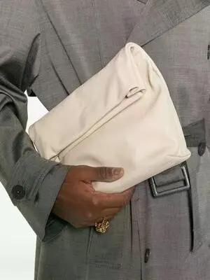 CORTANA Fold-over Leather Clutch - Neutrals