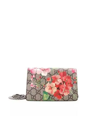Gucci Dionysus Blooms Print Gg Coated Canvas Super Mini Crossbody Bag - Brown