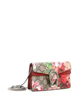 Gucci Dionysus Blooms Print Gg Coated Canvas Super Mini Crossbody Bag - Brown