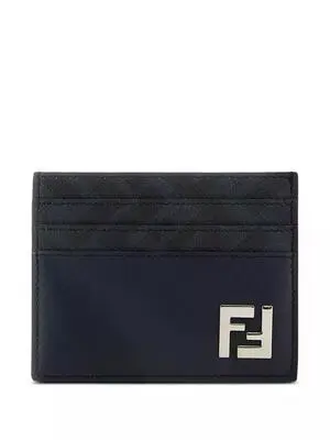 Fendi Logo Leather Card Holder - Blue