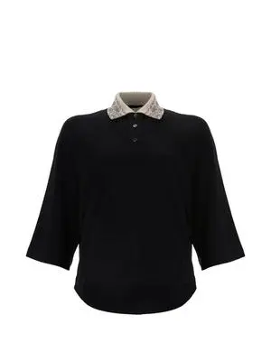 Brunello Cucinelli Buttoned Embellished Polo Shirt
