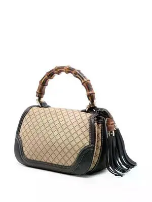 Gucci Medium Diamante Canvas Bamboo Satchel