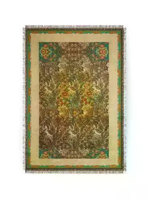 PIERRE-LOUIS MASCIA Aloeuw Floral-print Fringed Shawl Scarf - Neutrals