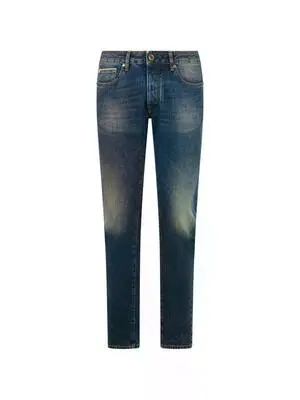 MOORER Contrast-stitching Skinny Jeans