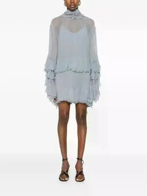 Chloé Ruffled Mini Dress - Blue