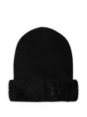 MOORER Fur Trim Beanie - Black