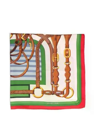 Hermès Coaching Equestrian-print Scarf - Neutrals