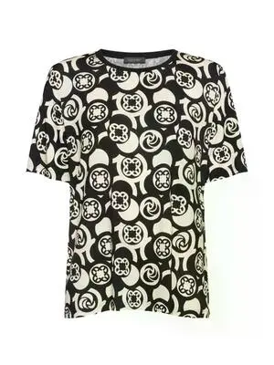 ELENA MIRO` Geometric-pattern Crew-neck T-shirt