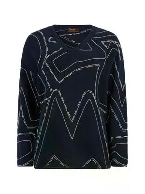 MOORER Geometric V-neck Pullover