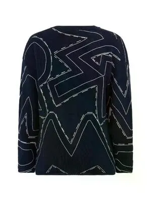 MOORER Geometric V-neck Pullover